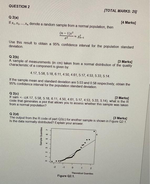 Solved Q 2(a) If x1,x2,…,xn denote a random sample from a | Chegg.com