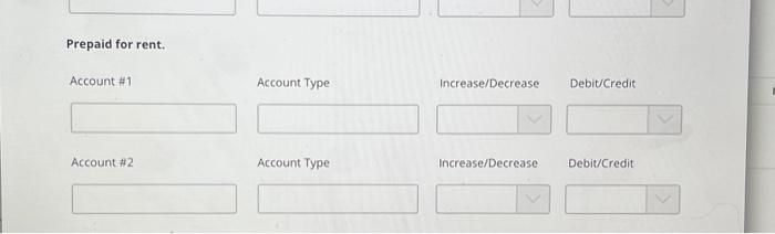 Solved Re (us exp in ACPrepaid for rent. Account \#1 Account | Chegg.com