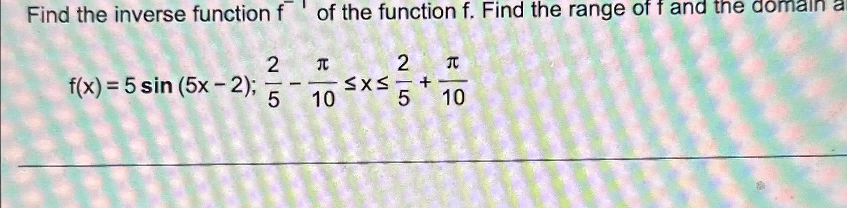 Solved Find the inverse function f-1 ﻿of the function f. | Chegg.com