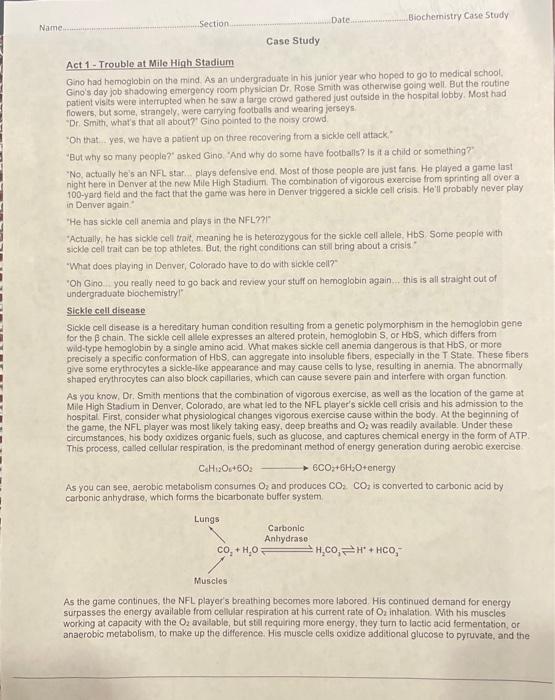 Solved Section Date. Biochemistry Case Study Case Study Act | Chegg.com