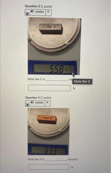 Solved Mole bar is a metal bar of 1 mole quantity. Four sets | Chegg.com