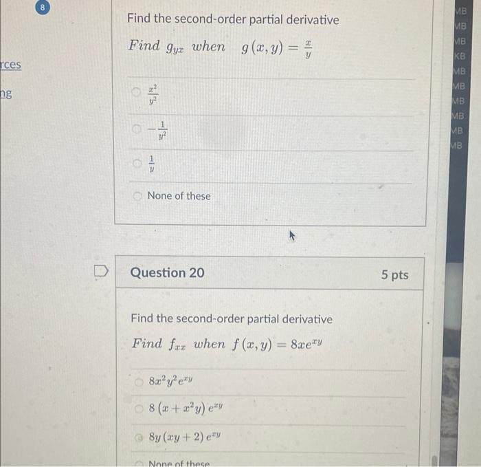 Solved Find the second-order partial derivative Find gyx | Chegg.com