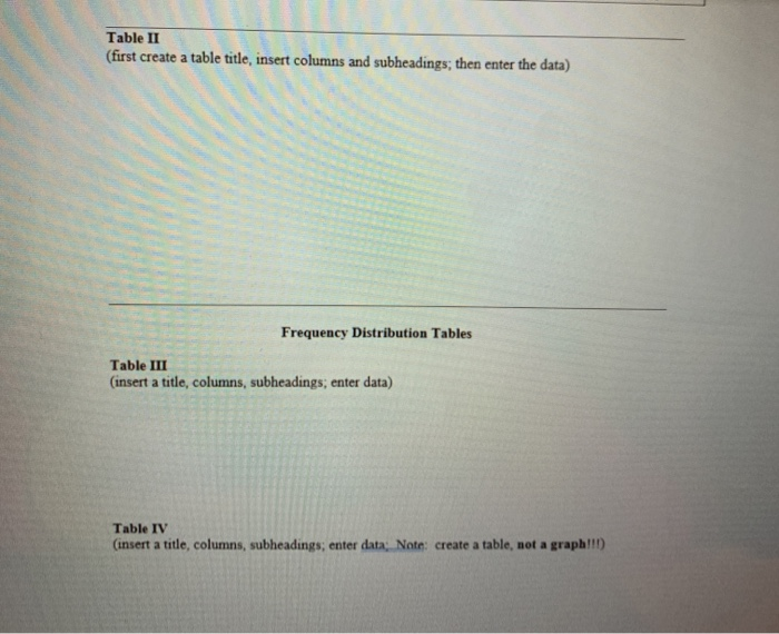 2. Data Organization into Tables: Below is a set of | Chegg.com