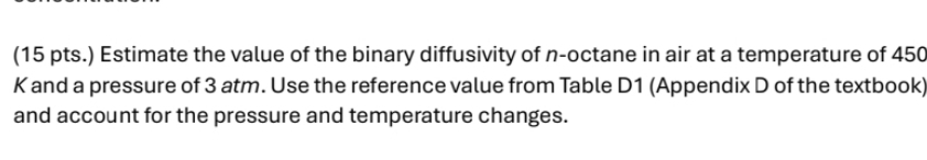 Solved Estimate the value of the binary diffusivity of | Chegg.com