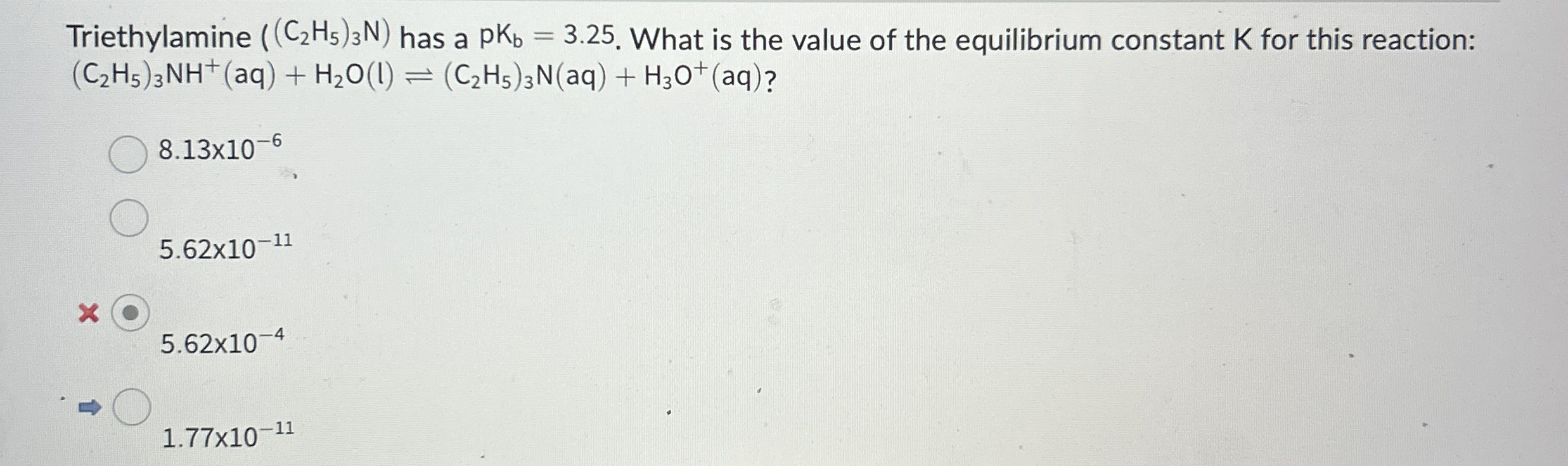 Solved Triethylamine ((C2H5)3(N)) ﻿has a pKb=3.25. ﻿What is | Chegg.com
