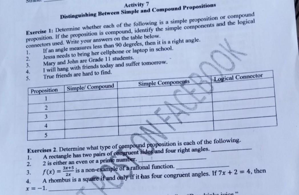 Solved Activity 7 Distinguishing Between Simple and Compound | Chegg.com