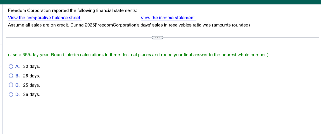 Solved Freedom Corporation reported the following financial | Chegg.com