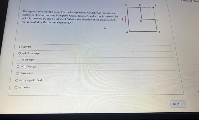 Solved The fugune shows that the current in the L-shaped | Chegg.com