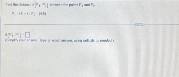 Solved Find the distance d (P₁, P₂) between the points P₁ | Chegg.com