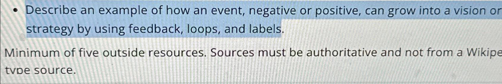 Solved Describe an example of how an event, negative or | Chegg.com