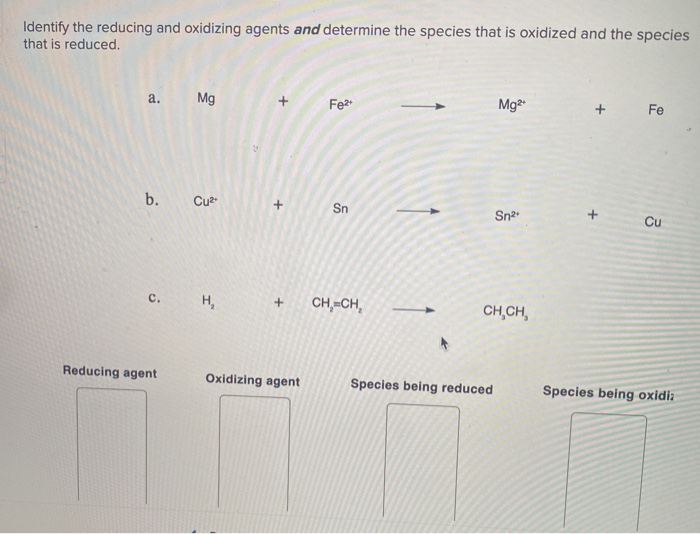 Solved Identify the reducing and oxidizing agents and | Chegg.com