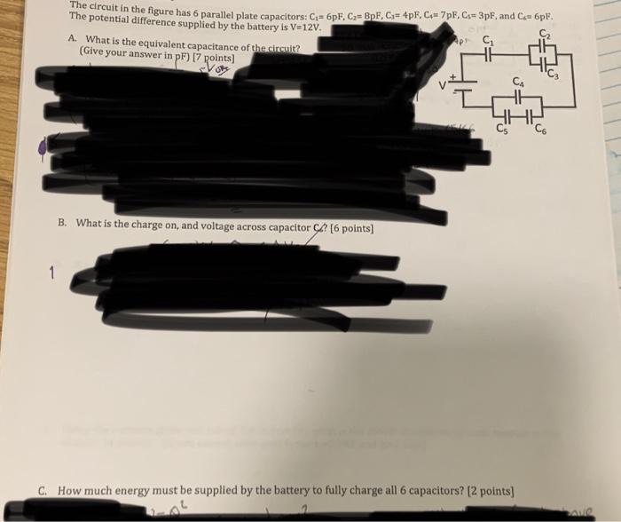 Solved The circuit in the figure has 6 parallel plate | Chegg.com