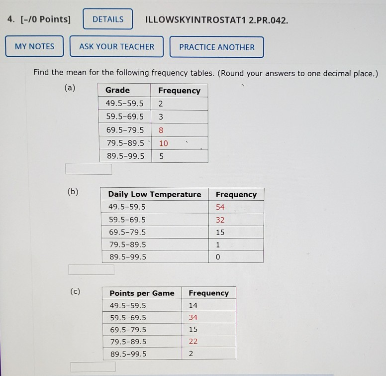 Solved 4. [-70 Points] DETAILS ILLOWSKYINTROSTAT1 2.PR.042. | Chegg.com