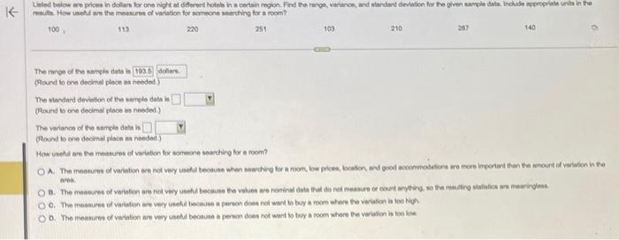 Solved 12 15 The range of the sample data is (Round to one | Chegg.com