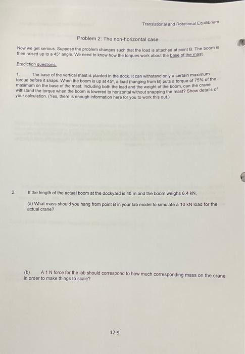 Solved (c) Translational and Rotational Equilibrium A | Chegg.com