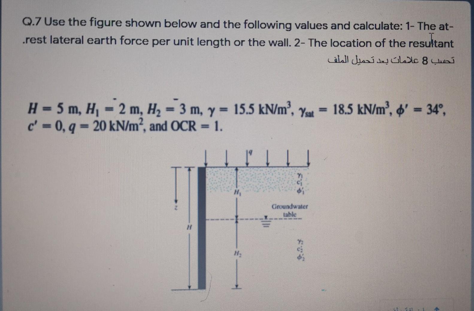 Solved Q.7 Use the figure shown below and the following | Chegg.com