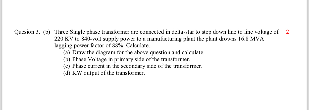 Solved Quesion 3. (b) ﻿Three Single phase transformer are | Chegg.com