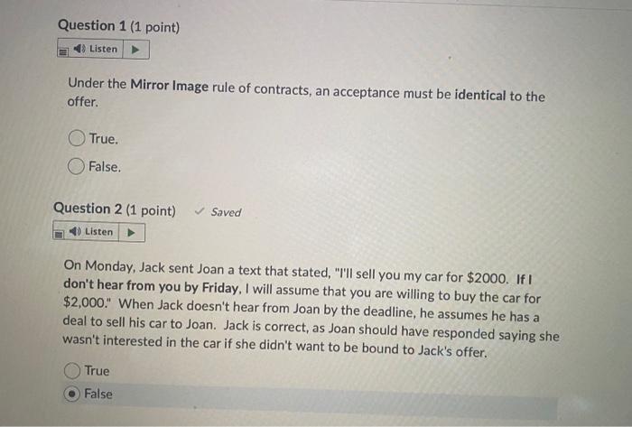 Solved Under the Mirror Image rule of contracts, an | Chegg.com