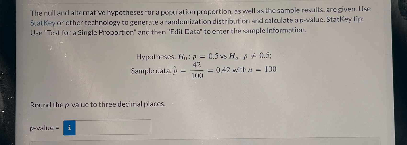 Solved The null and alternative hypotheses for a population | Chegg.com