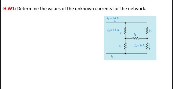 Solved H.W1: Determine the values of the unknown currents | Chegg.com