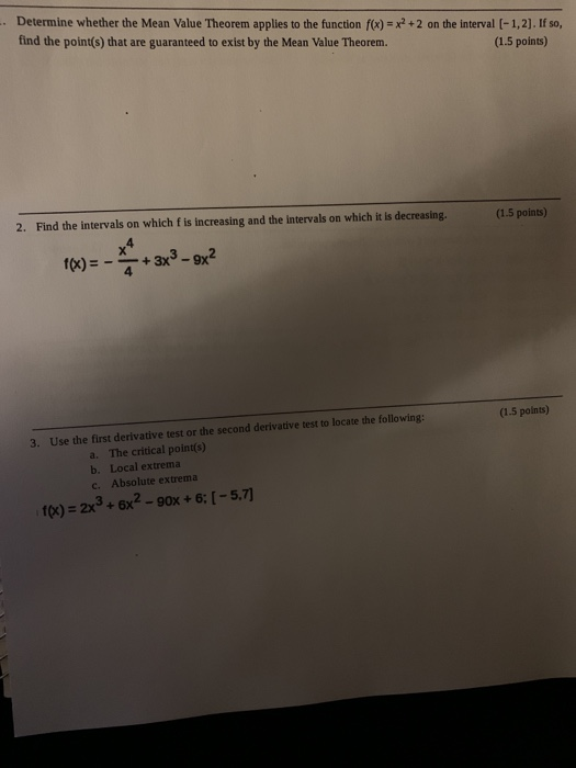 Solved - Determine whether the Mean Value Theorem applies to | Chegg.com