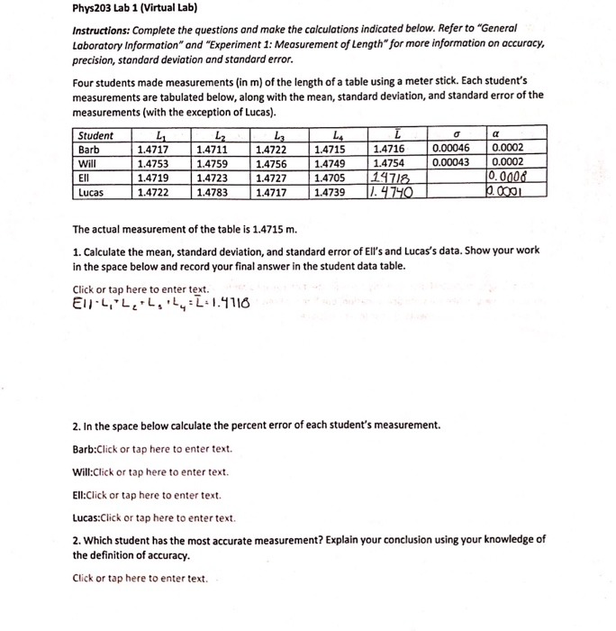 Solved Phys203 Lab 1 (Virtual Lab) Instructions: Complete | Chegg.com