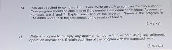 Solved b) You are required to compare 2 numbers. Write an | Chegg.com