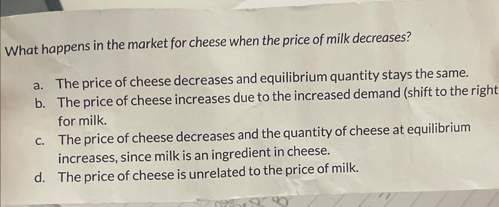 Solved What happens in the market for cheese when the price | Chegg.com