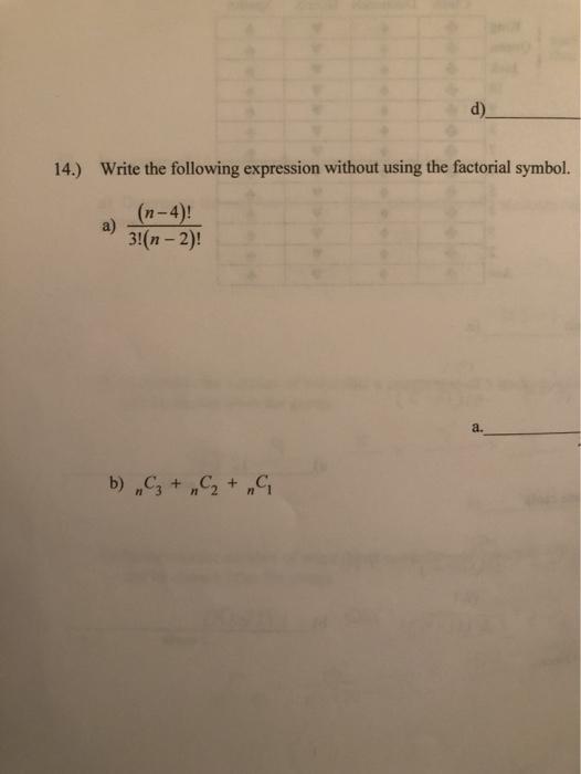 Solved d) 14.) Write the following expression without using | Chegg.com