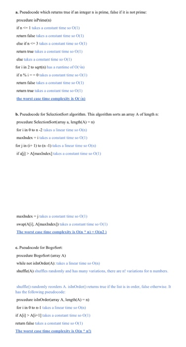 Solved Big-O analysis (worst case time complexity)I have the | Chegg.com