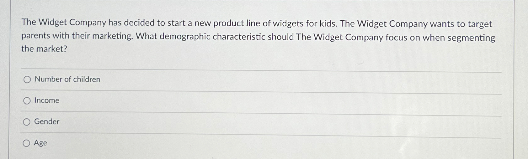 Solved The Widget Company has decided to start a new product | Chegg.com