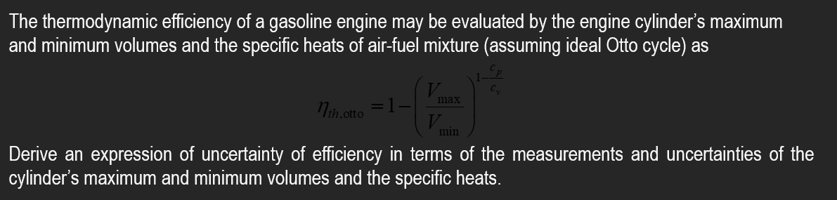 Solved The thermodynamic efficiency of a gasoline engine may | Chegg.com