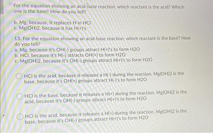 Solved Consider the following reactions: Mg + 2HCI --------> | Chegg.com