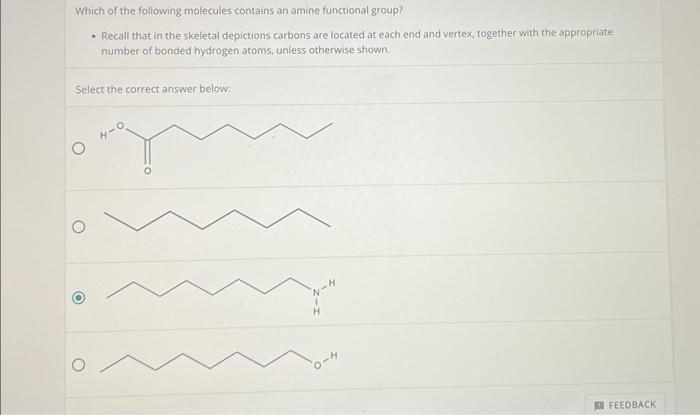 Solved Which of the following molecules contains an amine | Chegg.com