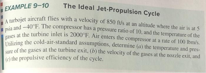 Solved EXAMPLE 9-10 The Ideal Jet-Propulsion Cycle A | Chegg.com