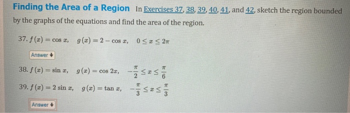 Solved Finding the Area of a Region In Exercises 37, 38, 39, | Chegg.com