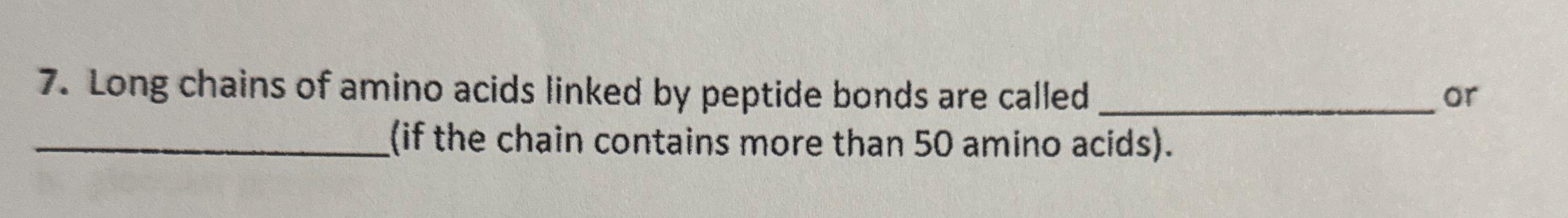 Long chains of amino acids linked by peptide bonds | Chegg.com
