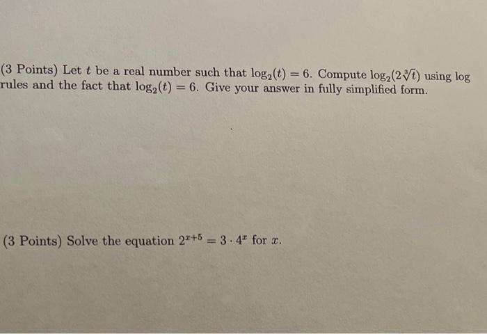 Solved (3 Points) Let t be a real number such that | Chegg.com