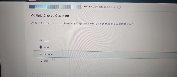 Solved 20 ﻿of 50 ﻿Concepts completedMultiple Choice | Chegg.com