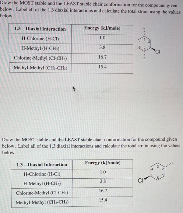 Solved Draw the MOST stable and the LEAST stable chair | Chegg.com