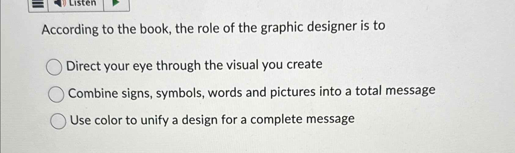 Solved According to the book, the role of the graphic | Chegg.com