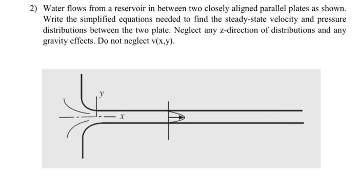 Solved 2) Water flows from a reservoir in between two | Chegg.com