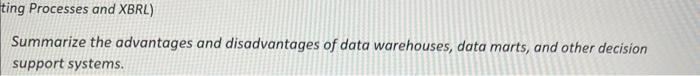 Solved Summarize the advantages and disadvantages of data | Chegg.com