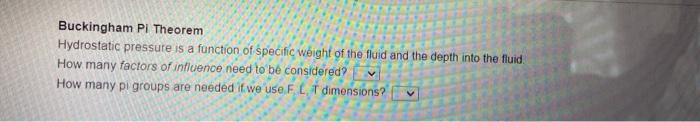 Solved Buckingham PI Theorem Hydrostatic pressure is a | Chegg.com