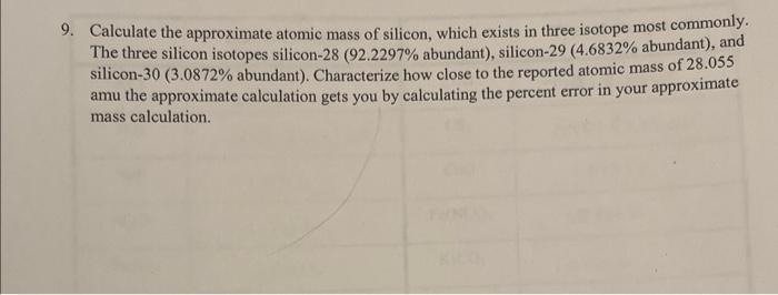 Solved Calculate the approximate atomic mass of silicon, | Chegg.com