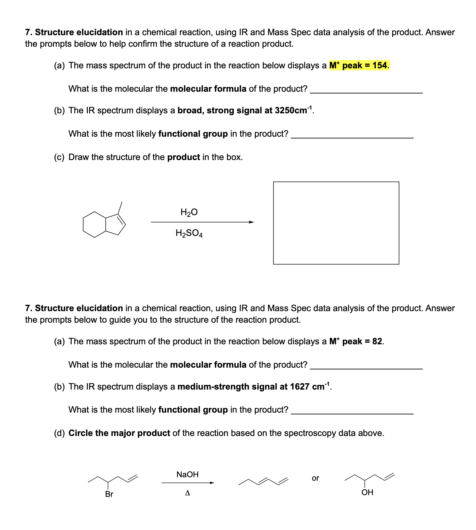 Solved Structure elucidation in ﻿a chemical reaction, using | Chegg.com