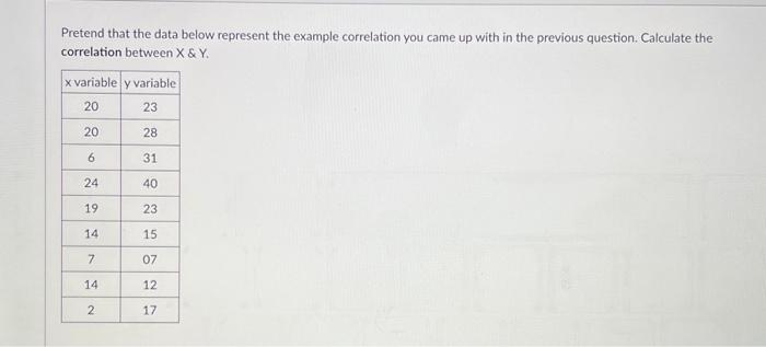 Solved Come up of an example of two variables ( x and y ) | Chegg.com