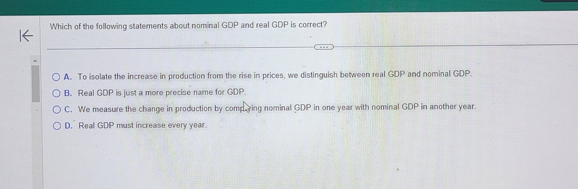 Solved Which of the following statements about nominal GDP | Chegg.com