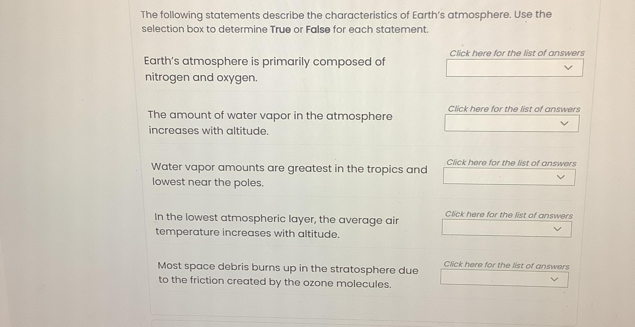 Solved The following statements describe the characteristics | Chegg.com