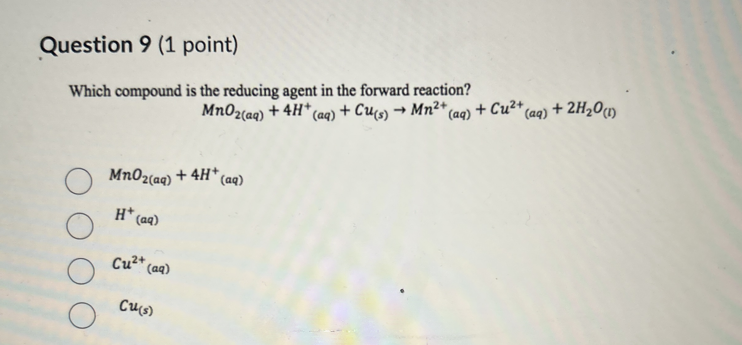 Solved Question 9 (1 ﻿point)Which compound is the reducing | Chegg.com